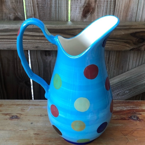 Gail Pittman | Dining | Vintage Gail Pittman Cha Cha Cha Hand Painted Blue Polka Dot Ceramic ...